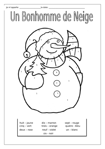 FRENCH - CHRISTMAS - NOËL - Colour by numbers - Worksheets | Teaching ...