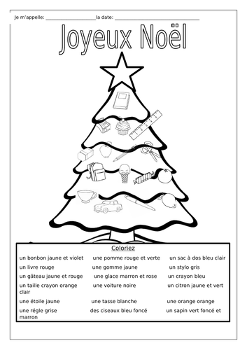 FRENCH - CHRISTMAS - NOËL - Colour by numbers - Worksheets | Teaching ...