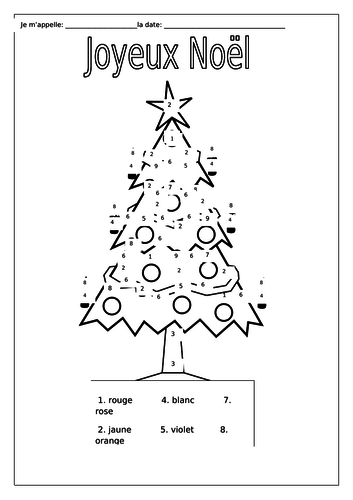FRENCH - CHRISTMAS - NOËL - Colour by numbers - Worksheets | Teaching ...