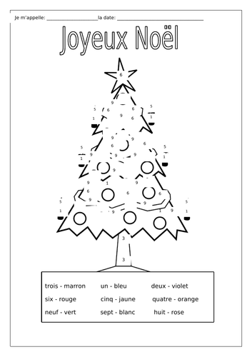 FRENCH - CHRISTMAS - NOËL - Colour by numbers - Worksheets | Teaching ...