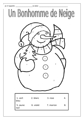 FRENCH - CHRISTMAS - NOËL - Colour by numbers - Worksheets | Teaching ...