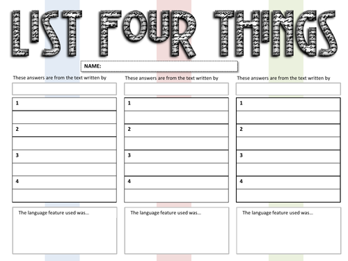 GCSE English: Write Four Things, List Four Things – Making Paper 1 ...