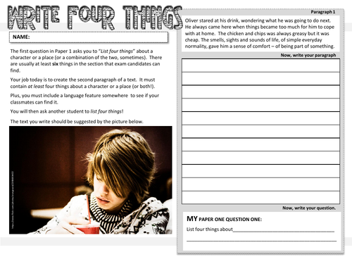 GCSE English: Write Four Things, List Four Things – Making Paper 1 ...