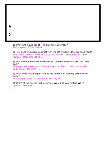 Whole Class Guided Reading - War Poetry Lesson 4 | Teaching Resources