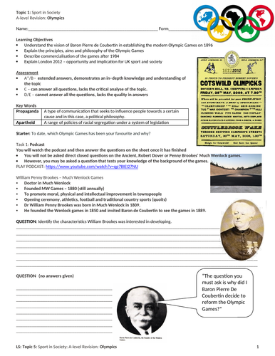 A-level PE Edexcel New Spec 2016: Topic 5 Sport & Society Revision ...