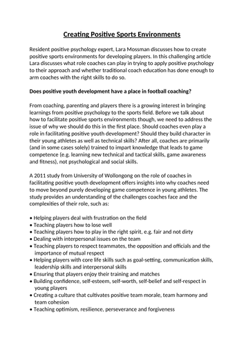 Sports Coaching Level 3 Sport NCFE | Teaching Resources