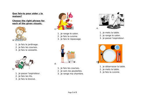 Chores ( les tâches ménagères)- Basic vocabulary worksheet | Teaching ...