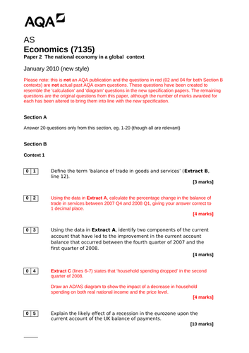 Additional Practice 'Past' Papers for AQA AS-level Economics (new spec ...