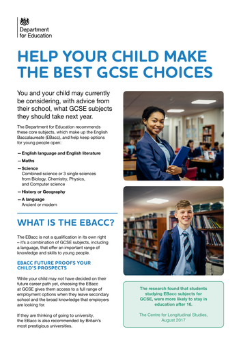 Department for Education - English Baccalaureate (EBacc) leaflet for ...