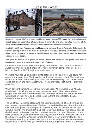 Holocaust - Life in the Camps (inc. Anne Frank) | Teaching Resources