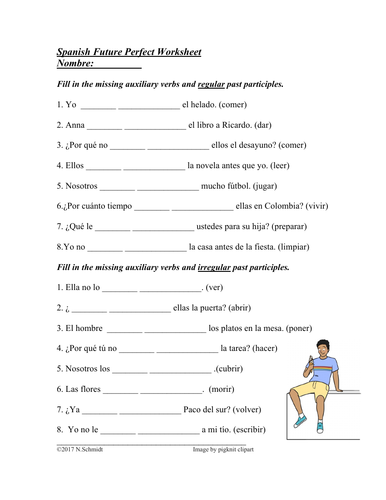 Spanish Future Perfect Worksheet: El futuro compuesto | Teaching Resources