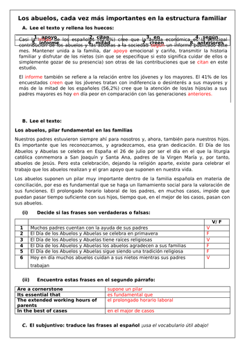 Spanish A Level la familia: el rol de los abuleos (grandparents ...