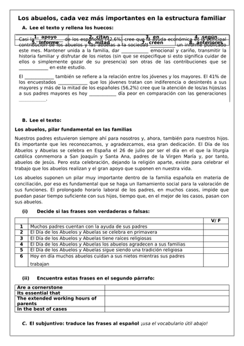 Spanish A Level la familia: el rol de los abuleos (grandparents ...