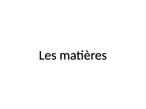Les matieres - the subjects - Introduction | Teaching Resources