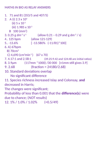 A-Level Biology - Maths Skills Revision Relay Quiz | Teaching Resources