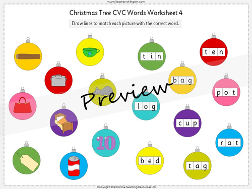 Christmas Tree CVC Words Activities - EYFS | Teaching Resources