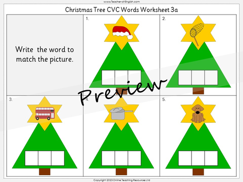 Christmas Tree CVC Words Activities - EYFS | Teaching Resources
