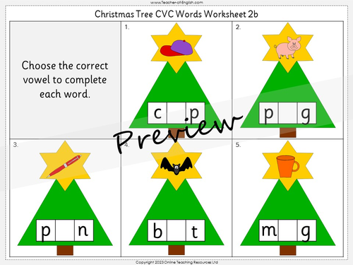 Christmas Tree CVC Words Activities - EYFS | Teaching Resources