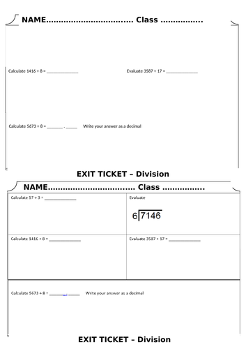 Exit Tickets for various maths topics | Teaching Resources