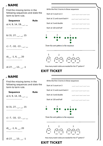 Exit Tickets for various maths topics | Teaching Resources