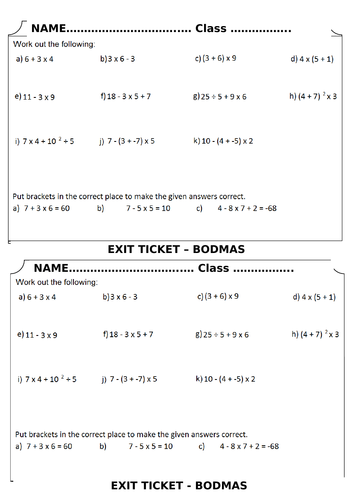 Exit Tickets for various maths topics | Teaching Resources