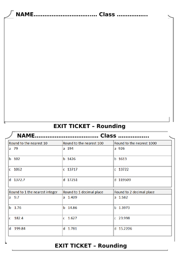 Exit Tickets for various maths topics | Teaching Resources
