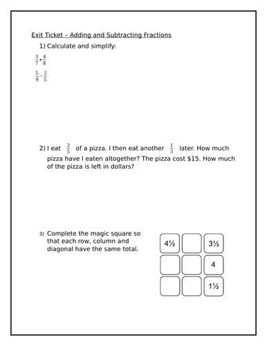 Exit Tickets for various maths topics | Teaching Resources