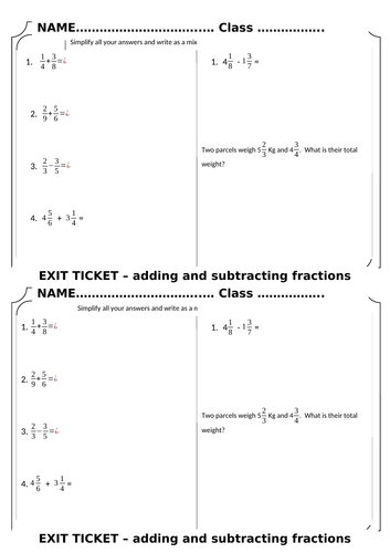 Exit Tickets for various maths topics | Teaching Resources
