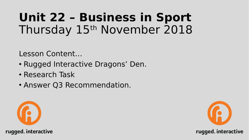 Unit 22 - Investigating Business in Sport: Specification F | Teaching ...