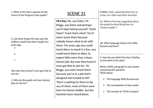 'Our Day Out' Scene 31 analysis worksheet | Teaching Resources