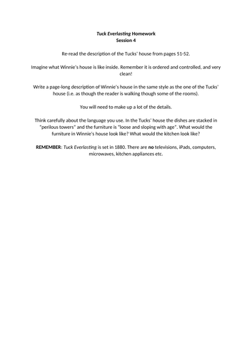 'Tuck Everlasting' Reading Comprehension Questions | Teaching Resources