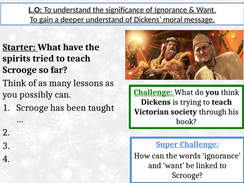Christmas Carol Stave 3 - Importance of Ignorance and Want - Lesson and ...