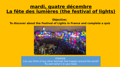 LA FETE DES LUMIERES/FESTIVAL OF LIGHTS CULTURAL LESSON | Teaching ...