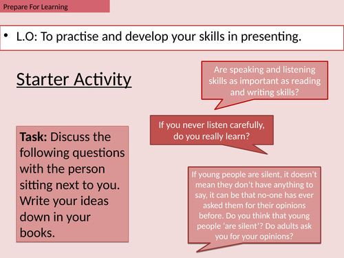 GCSE Spoken Language module- Speaking and Listening series of lessons ...