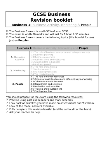 GCSE Business (9-1) OCR – People (Human Resources) - Assessment ...