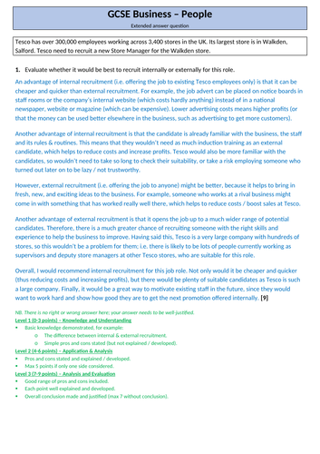 GCSE Business (9-1) OCR – People (Human Resources) - Assessment ...