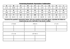 Expanding and Factorising (Two Brackets/Quadratics) Codebreakers ...