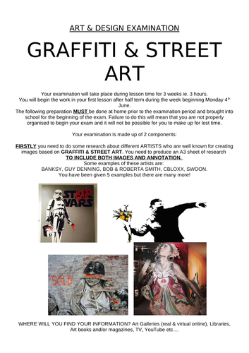 KS3 ART EXAM - GRAFFITI & STREET ART | Teaching Resources