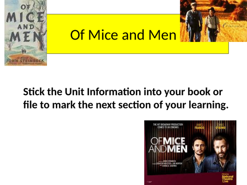 Mice and Men Full Unit of Work | Teaching Resources