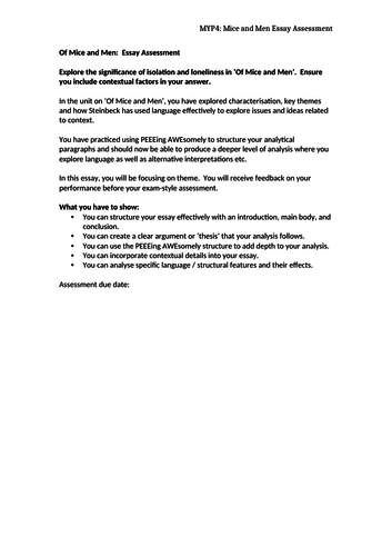Mice and Men Full Unit of Work | Teaching Resources