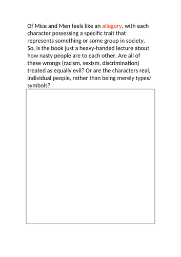 Mice and Men Full Unit of Work | Teaching Resources