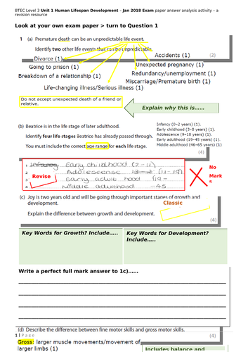 BTEC Level 3 HSC - Unit 1 Human Lifespan May 2017 and Jan 2018 exam ...