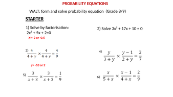 Probability Equations | Teaching Resources
