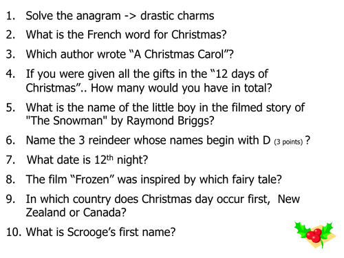TES End of year Christmas Quiz | Teaching Resources TES End of year Christmas Quiz | Teaching Resources