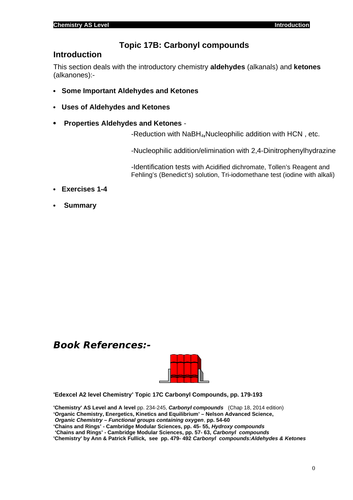 Edexcel chemistry Topic 17B: Carbonyl compounds | Teaching Resources