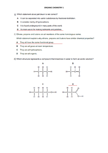 IGCSE Chemistry - Unit 15: Organic Chemistry | Teaching Resources