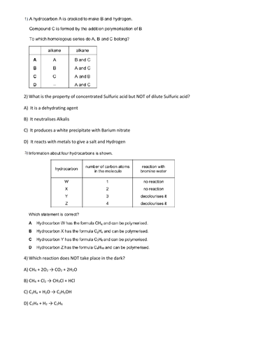 IGCSE Chemistry - Unit 15: Organic Chemistry | Teaching Resources