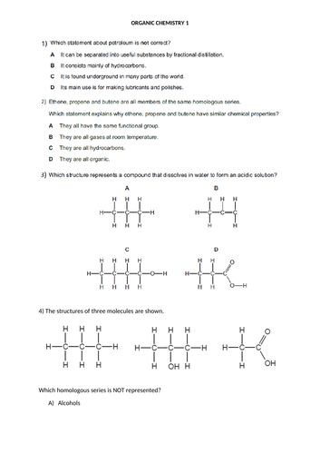 IGCSE Chemistry - Unit 15: Organic Chemistry | Teaching Resources