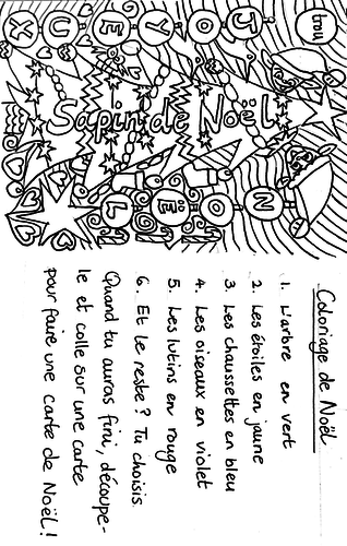 French Doodle Christmas Colouring | Teaching Resources