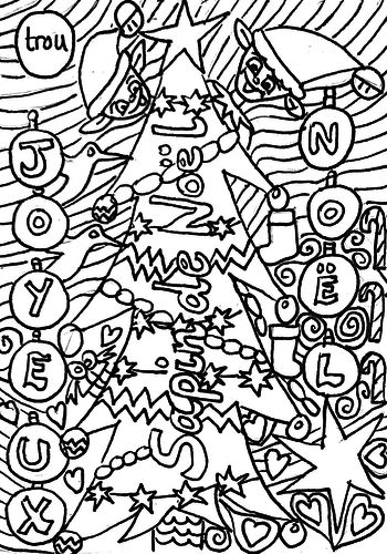French Doodle Christmas Colouring | Teaching Resources